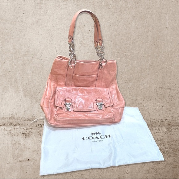 Coach | Bags | Coach Pink Shoulder Bag With Slouchy Design And Silver ...